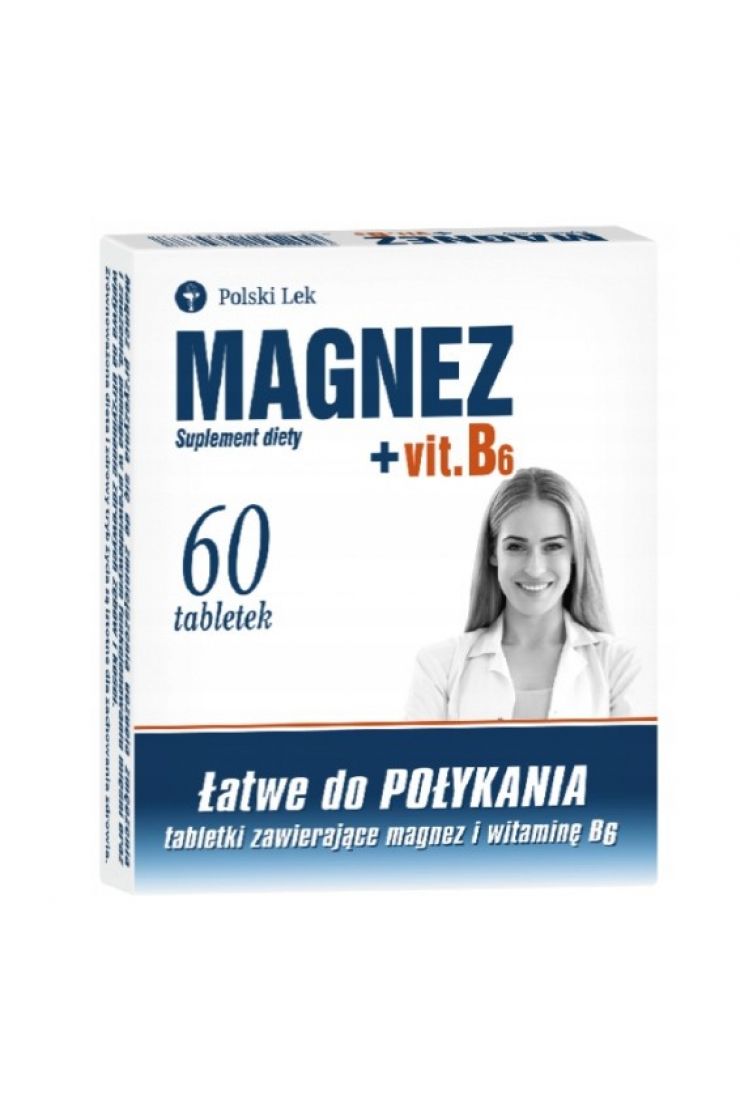Polski Lek Magnez + vit. B6 suplement diety 60 tab. | TaniaKsiazka.pl