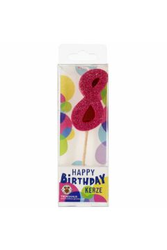 Trendhaus Świeczki urodzinowe brokatoweowe mini cyferki 8 | TaniaKsiazka.pl