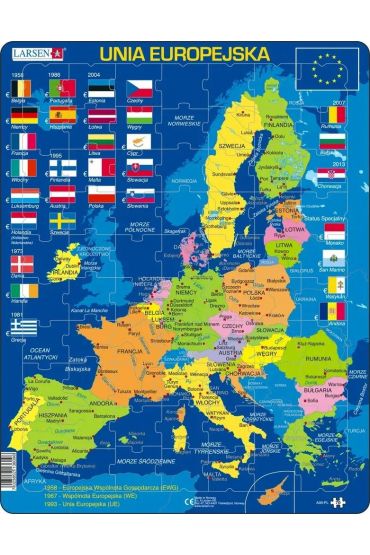 Puzzle Układanka Unia Europejska - Mapa, Flagi Larsen | TaniaKsiazka.pl