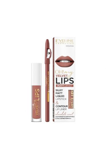 Eveline Cosmetics Oh! My Velvet Lips Liquid Matt Lip Kit zestaw matowa pomadka w płynie 4.5ml ...