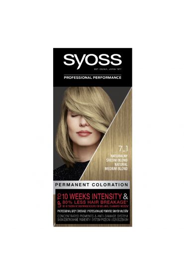 Syoss Permanent Coloration farba do włosów trwale koloryzująca 7.1 Naturalny Średni Blond ...